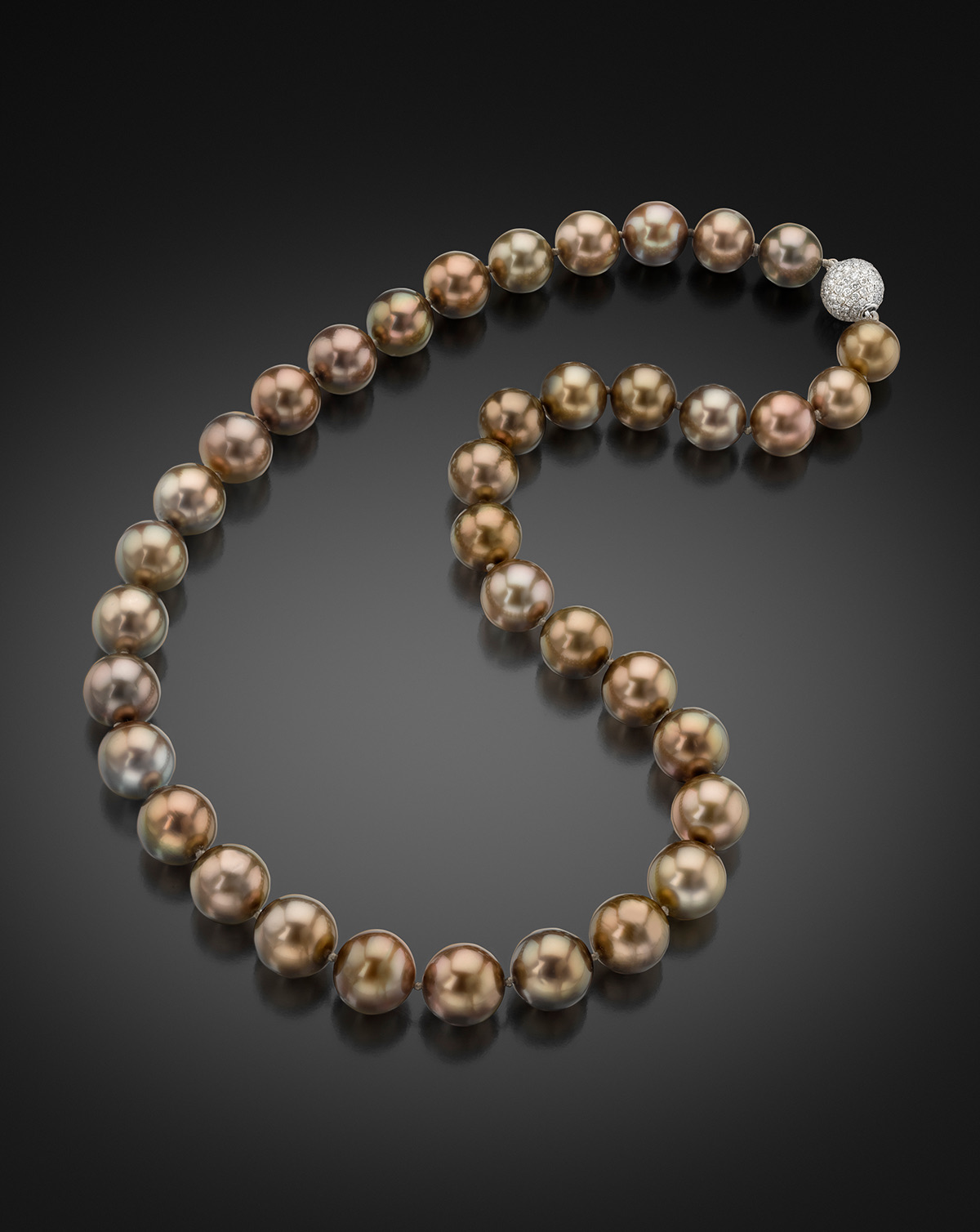 Fiji Pearl Necklace with Diamond Clasp, 17.75" - Assael